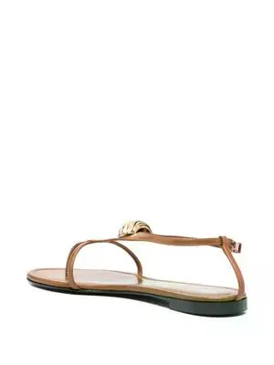 GIUSEPPE ZANOTTI T-strap Leather Flat Sandals