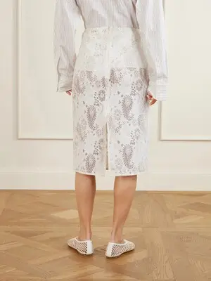 RÓHE Lace Linen-blend Midi Skirt