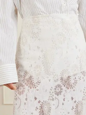 RÓHE Lace Linen-blend Midi Skirt