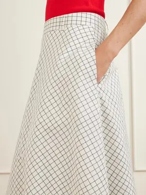 RÓHE Checked Cotton-blend Poplin Midi Skirt