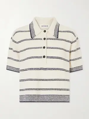 RÓHE RÓHE Striped Cotton-Blend Terry Polo Shirt Multi