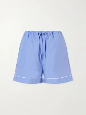 RÓHE Cotton Poplin Shorts With Contrast Piping - Blue