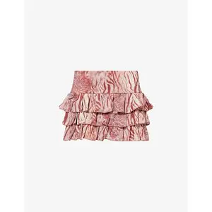 GRACEJACOB Tora Ruffle Woven Mini Skirt - Pink