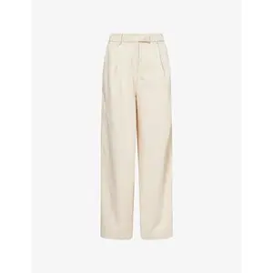 Oddmuse High-rise Wide-leg Cotton-blend Trousers - Stone