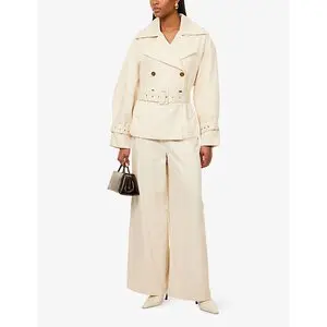 Oddmuse High-rise Wide-leg Cotton-blend Trousers