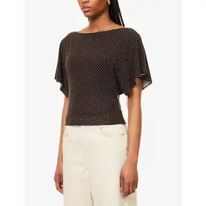 REFORMATION Avery Ted Woven Knit Top - Dot
