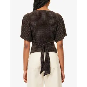 REFORMATION Avery Ted Woven Knit Top - Dot