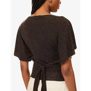 REFORMATION Avery Ted Woven Knit Top - Dot