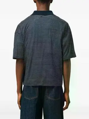 AMI Paris De Coeur Striped Polo Shirt - Blue