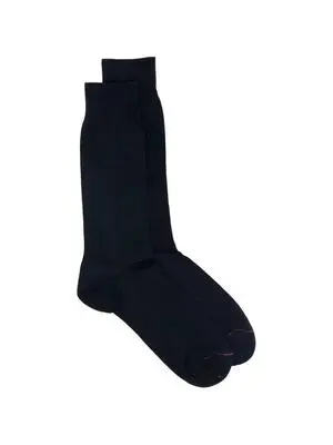 Zegna Ribbed Cuff Calf-length Socks - Blue