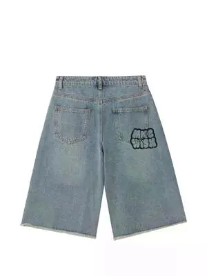 MINI CREAM Distressed Raw-edge Denim Culottes