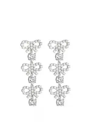 SELF-PORTRAIT Crystal-embellished Bow Earrings - Silver
