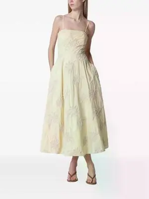 ROTATE BY BIRGER CHRISTENSEN Flared Midi Strap Dress - Yellow