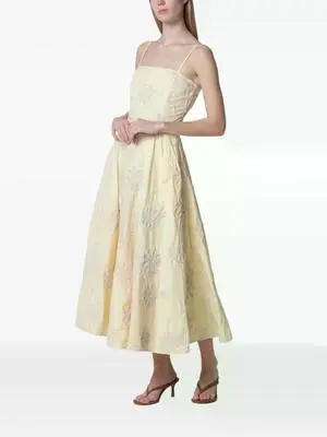 ROTATE BY BIRGER CHRISTENSEN Flared Midi Strap Dress - Yellow