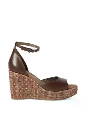 Brunello Cucinelli Suede Espadrille Wedges With Monili Detail - Brown
