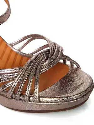 Chie Mihara Strappy Metallic Platform Sandals - Grey