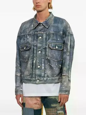 Junya Watanabe Paint-splatter Distressed Denim Jacket