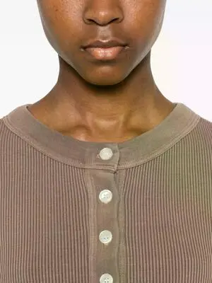 Citizens Of Humanity Varra Ribbed-knit Henley Top - Brown