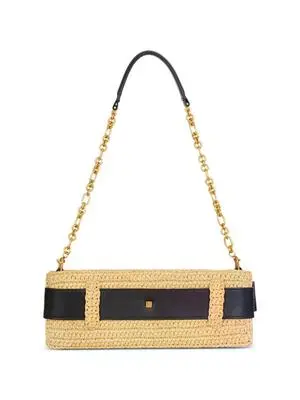 Balmain Anthem Clutch Bag In Smooth Leather And Crochet