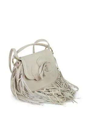 GEDEBE Clutch Bag With Floral Appliqué And Fringe Detailing