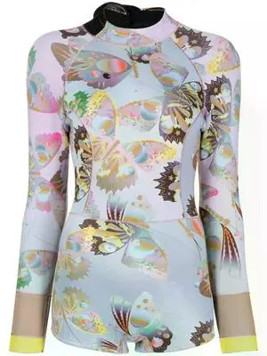 Cynthia Rowley Sunset Butterfly Long-sleeve Wetsuit - Purple