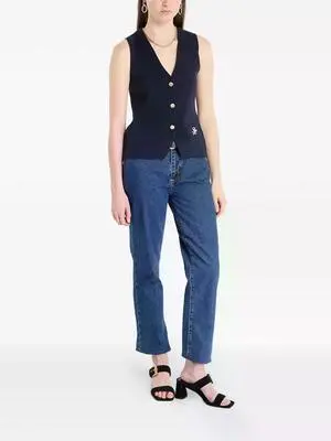 Tommy Hilfiger Logo-embroidered V-neck Waistcoat - Blue