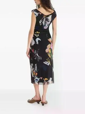 Desigual Graphic Print Cowl Neck Midi Dress