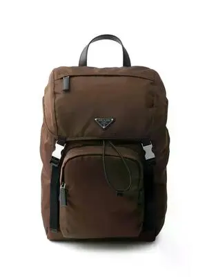 Prada Re-nylon Saffiano Leather Backpack - Brown