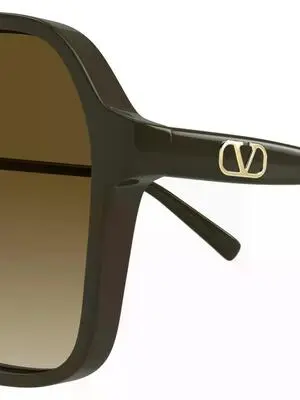 Valentino Garavani Vlogo Geometric-frame Sunglasses - Brown