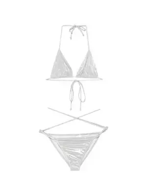 Norma Kamali Tone Criss-cross Bikini - Silver