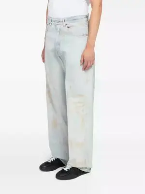 MAISON MARGIELA Whiskered Faded-effect Wide-leg Jeans