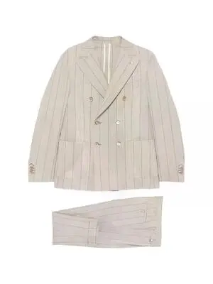 LUIGI BIANCHI MANTOVA Pinstripe Double-breasted Suit - Neutrals