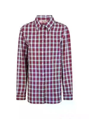 N°21 Check Pattern Logo-embroidered Shirt - Red