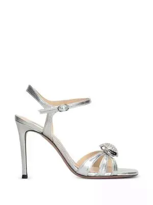 Roberto Festa Crystal-embellished Metallic Stiletto Sandals - Silver