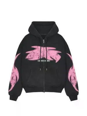 GODMADE Graphic-Print Zip-Up Hoodie Black