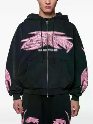 GODMADE Graphic-print Zip-up Hoodie - Black