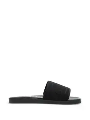 Gucci Logo-embroidered Slides - Black
