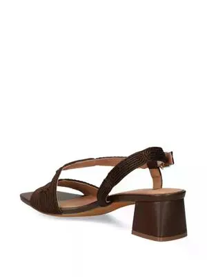 BIBI LOU Embroidered Strap Block Heel Sandals