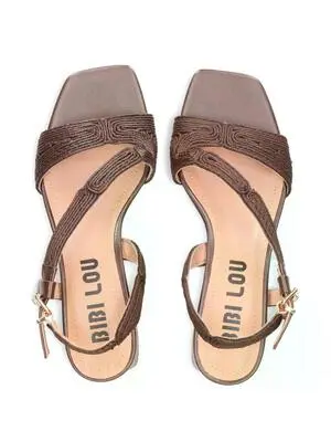 BIBI LOU Embroidered Strap Block Heel Sandals