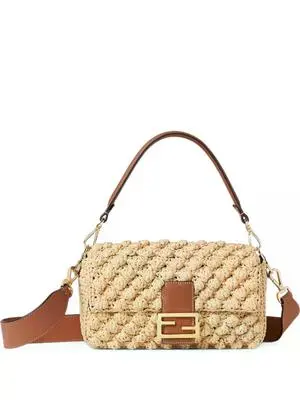 FENDI Medium Baguette Raffia Shoulder Bag