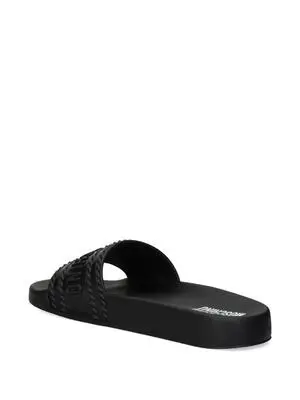 Moschino Embossed Logo Slides - Black
