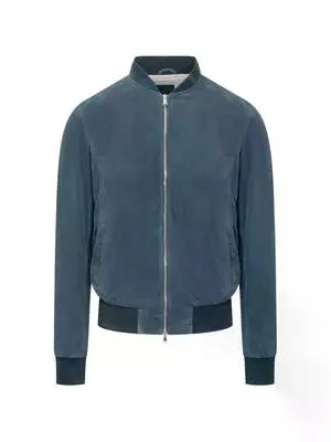 BARBA NAPOLI Zip-up Suede Bomber Jacket - Blue