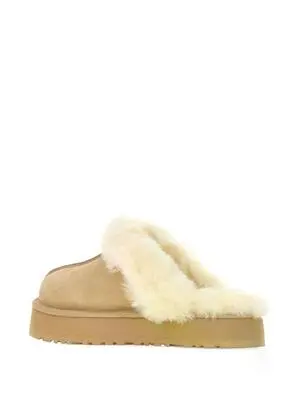 UGG Disquette Suede Shearling Trimmed Sandals - Neutrals