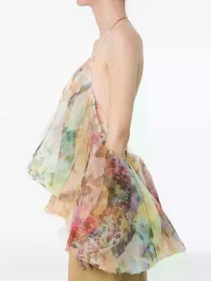 Zimmermann Luna Ruffled Floral Print Puff-sleeve Blouse