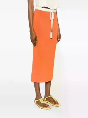 LESLIE AMON Knitted Midi Skirt - Orange