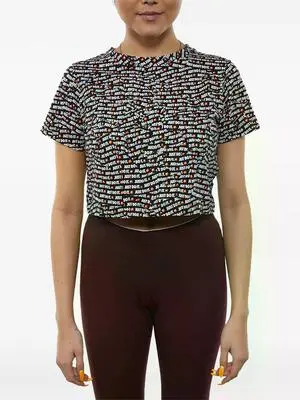 Nike Logo Print Cropped T-shirt - Black
