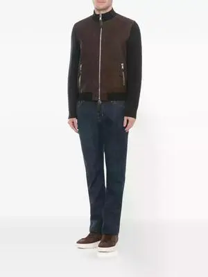 THE JACK LEATHERS Derek Suede Panelled Bomber Jacket
