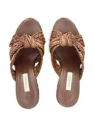 Casadei Woven Platform Block Heel Sandals