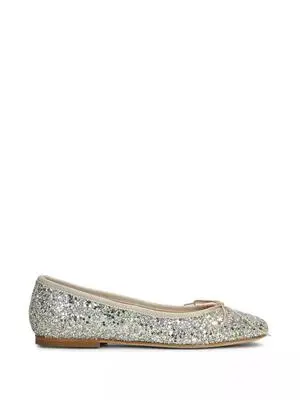 ANNIEL Glitter Embellished Bow Ballet Flats - Silver