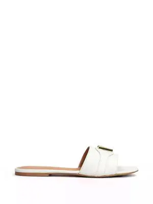 VIA ROMA 15 Logo Leather Flat Sandals